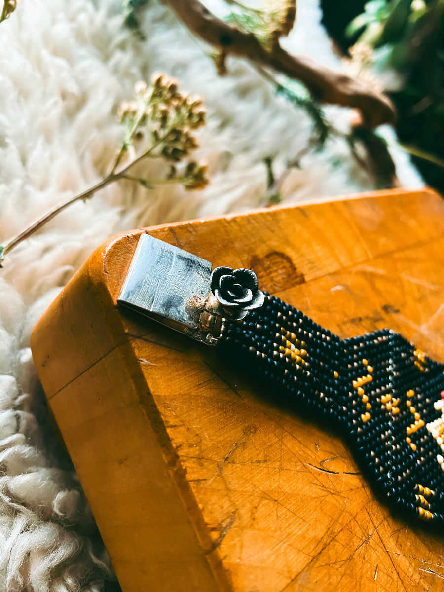 Black Floral Cuff – Wapi Cedar Craft